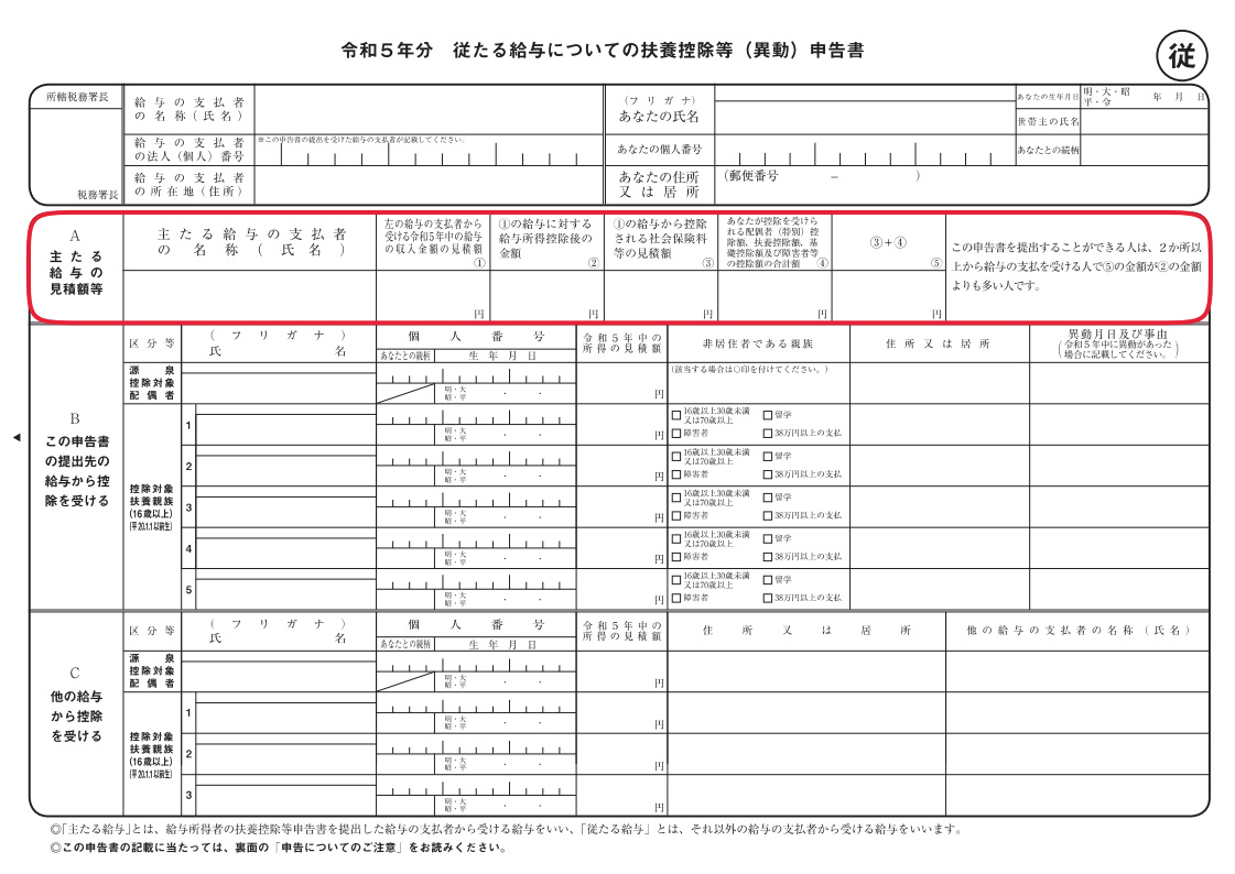 「従たる給与についての扶養控除等申告書」とは? 税務会計実務ノート